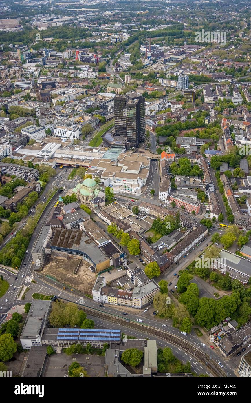 Aerial view, City Hall and City Hall Gallery Essen, KultAerial view ...