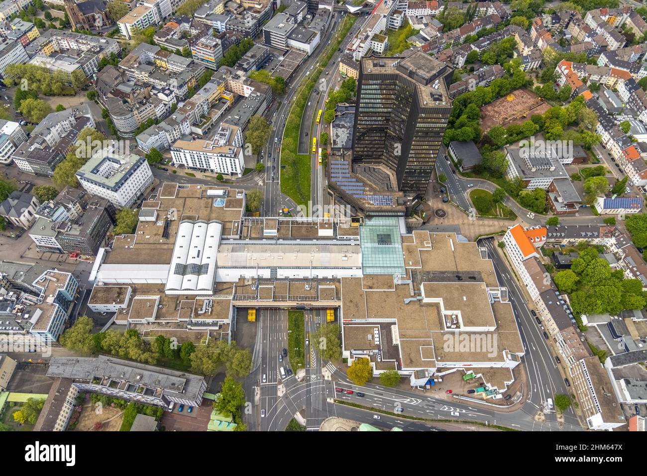 Aerial view, City Hall and City Hall Gallery Essen, City Centre, Essen ...