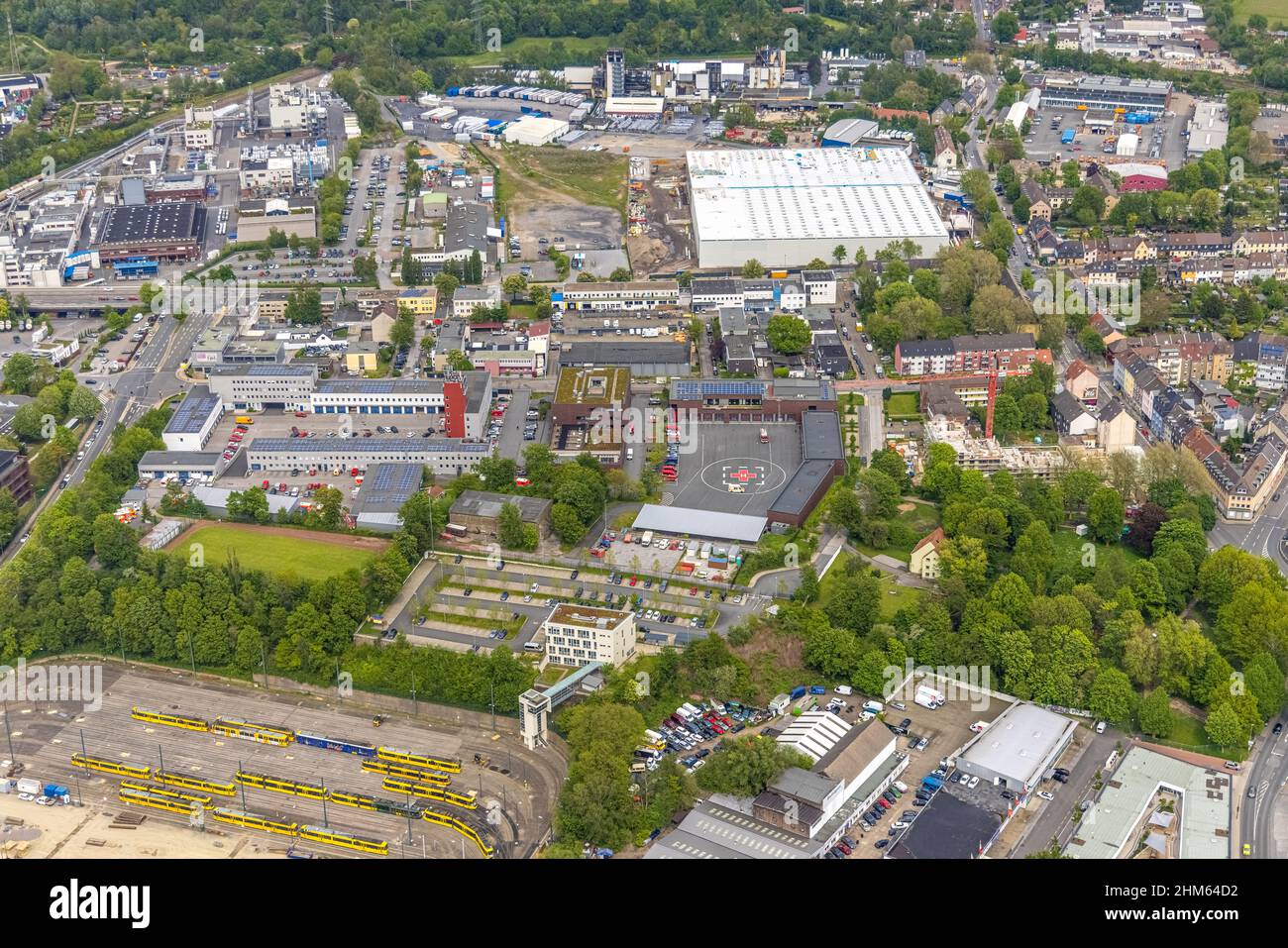 Aerial view, new building and construction site at Burggrafenstraße ...