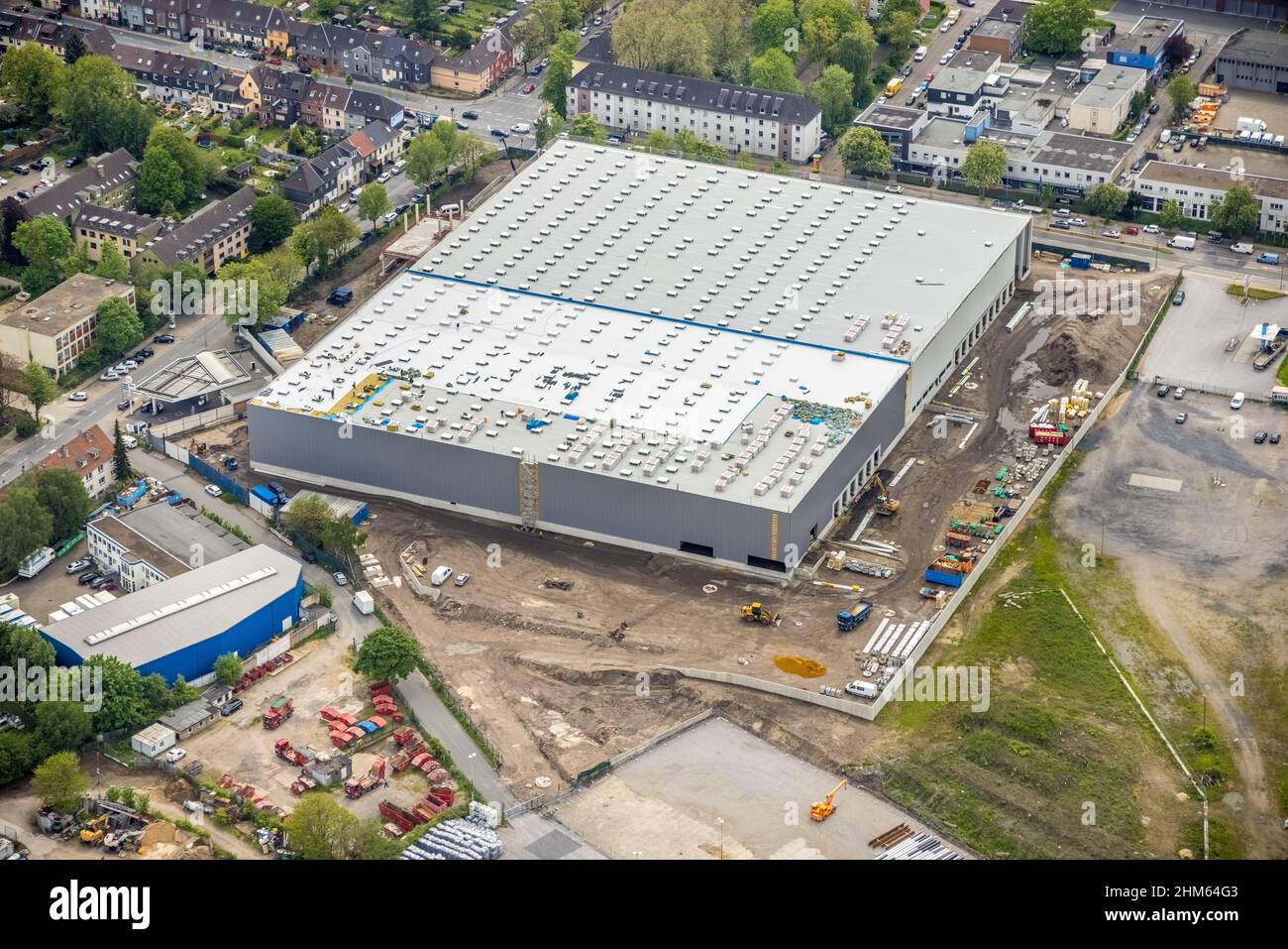 Aerial view, new building and construction site at the Burggrafenstraße ...