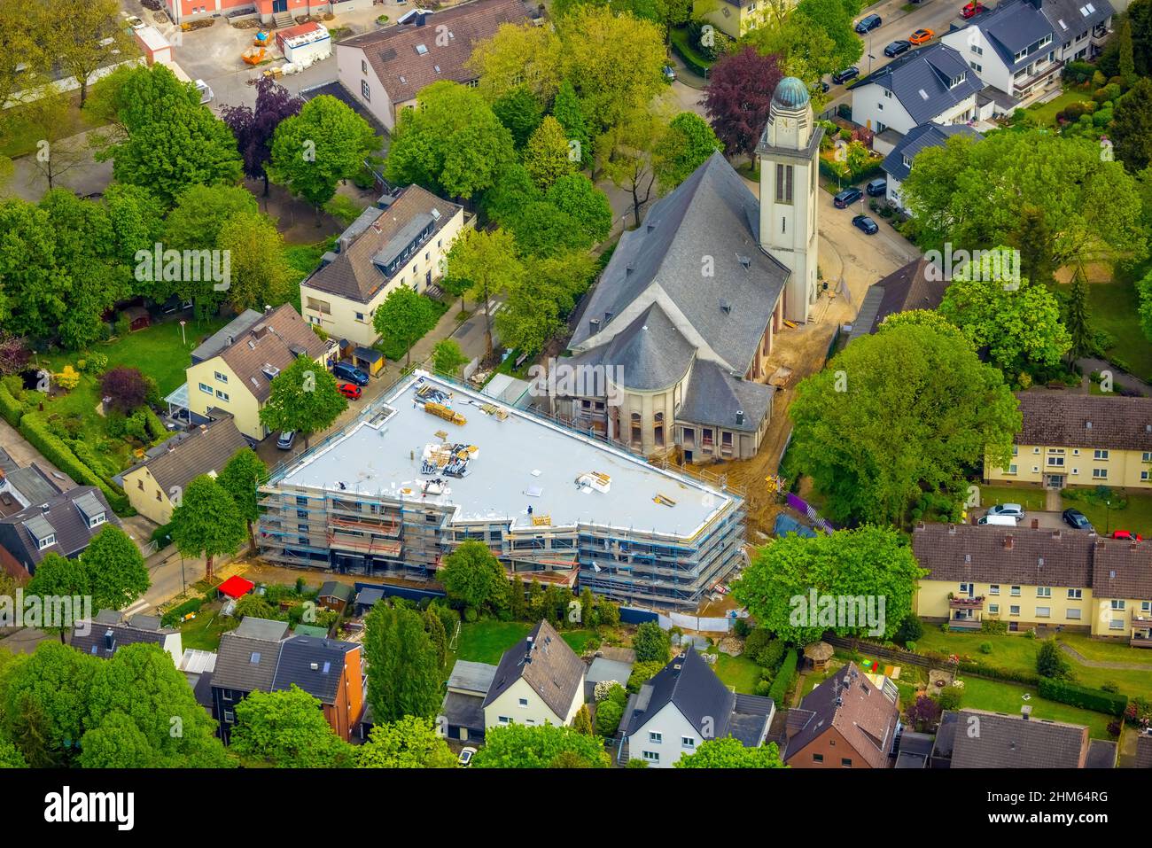 Aerial photograph, construction site and new building for flats in and ...