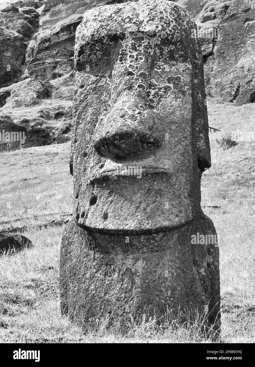 Moai statues in the Rano Raraku Volcano in Easter Island, Rapa Nui ...