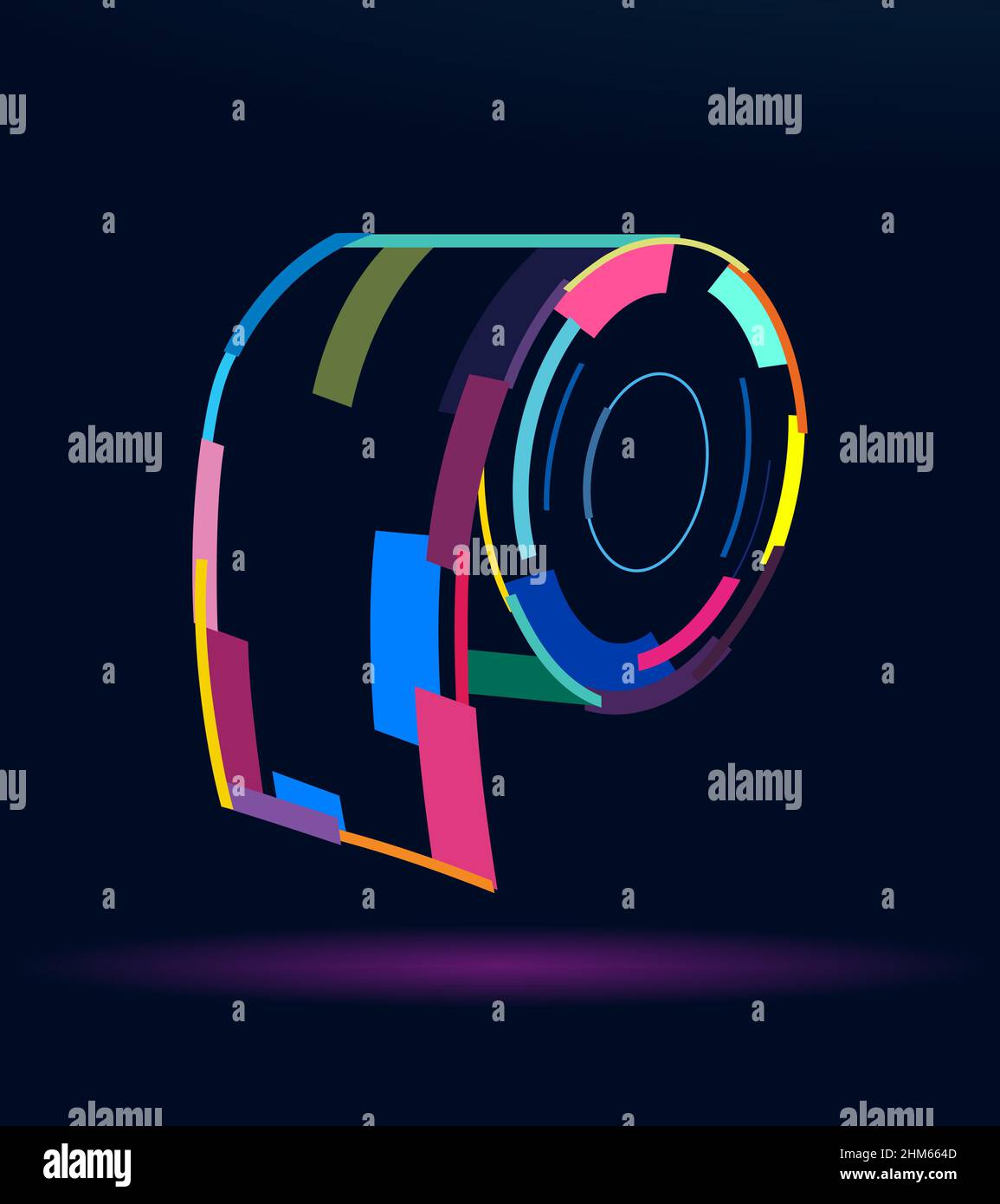 Abstract toilet paper roll from multicolored paints, colorful drawing ...