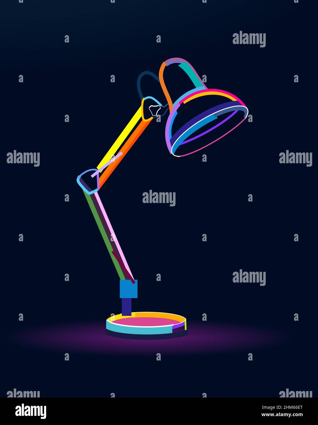 Abstract table lamp from multicolored paints, colored drawing. Vector ...