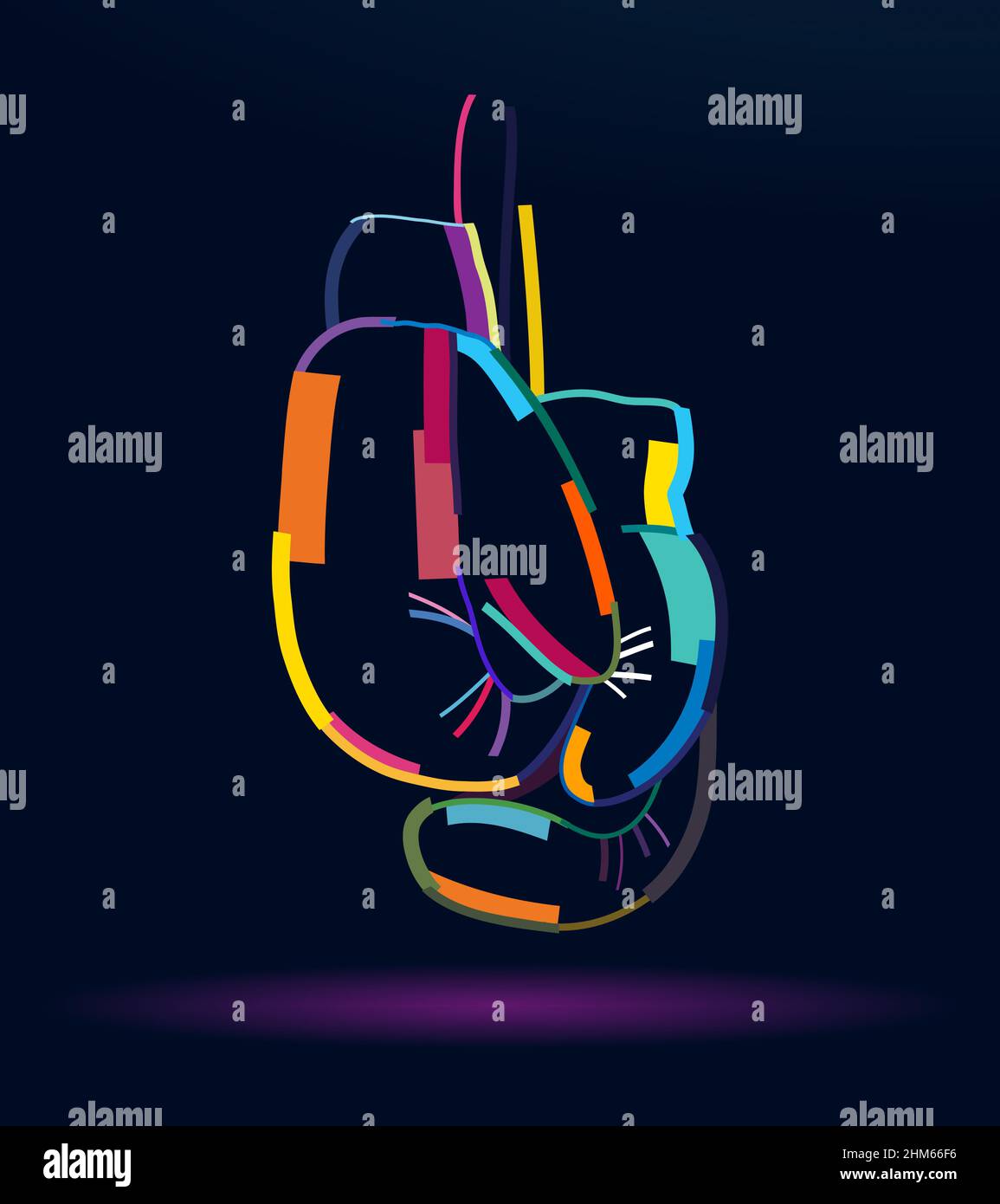 Abstract boxing gloves from multicolored paints. Colored drawing ...