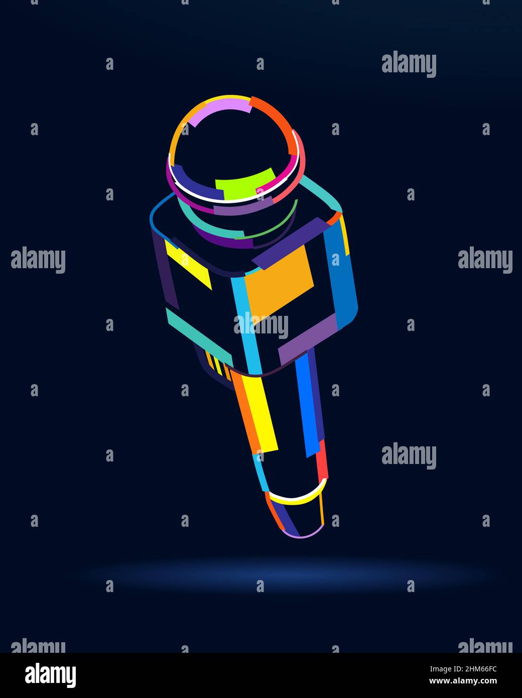 Abstract professional microphone from multicolored paints. Colored ...