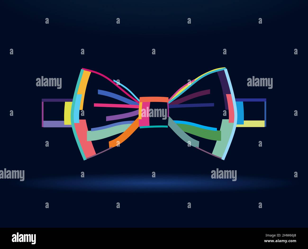 Abstract bow tie from multicolored paints. Colored drawing. Vector ...
