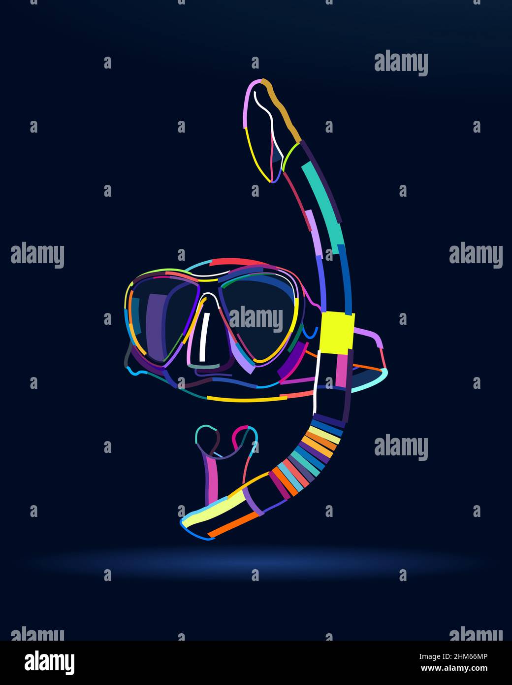 Abstract snorkeling mask, diving masks from multicolored paints ...