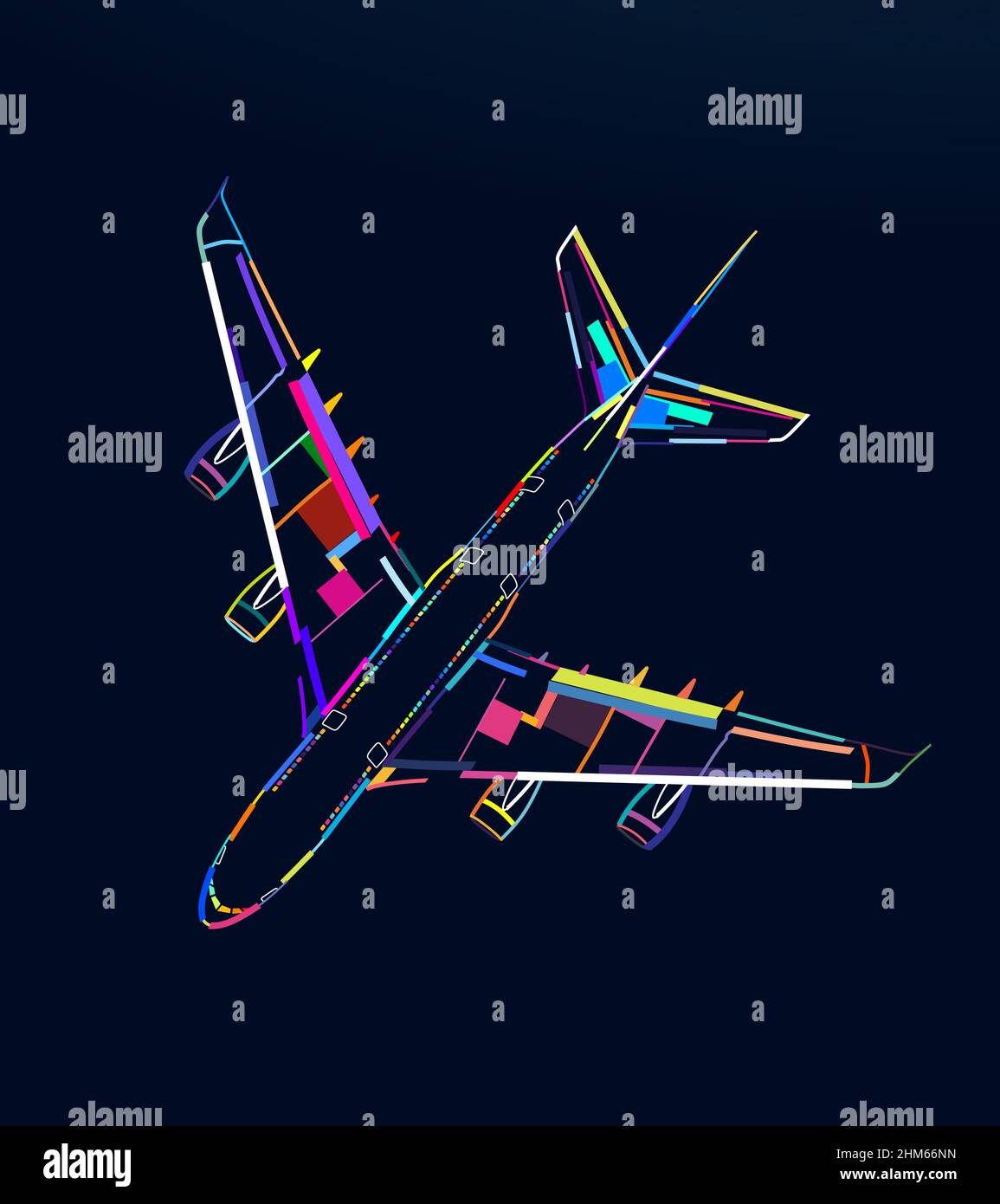 Abstract airplane, passenger plane top view, commercial aircraft from ...