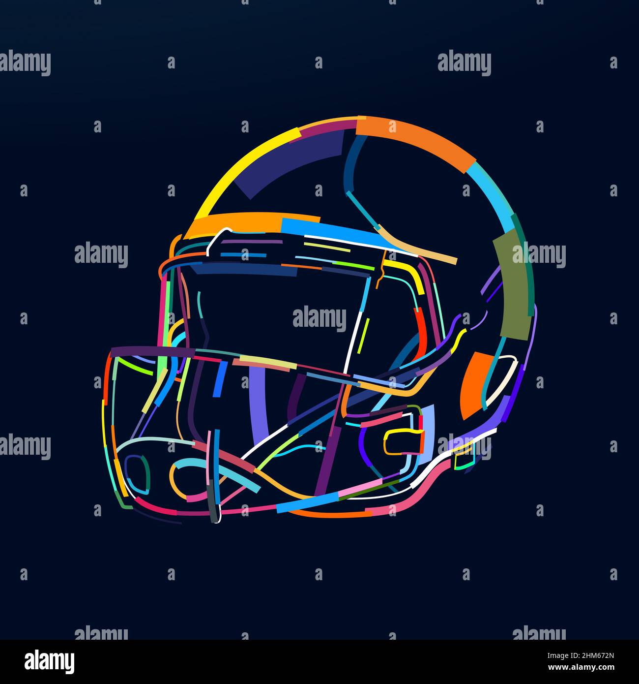 Abstract american football helmet from multicolored paints. Colored ...