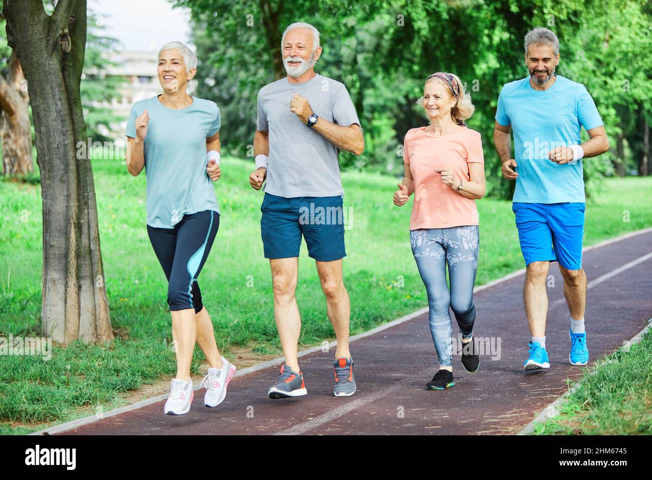 outdoor senior fitness woman man lifestyle active sport exercise ...