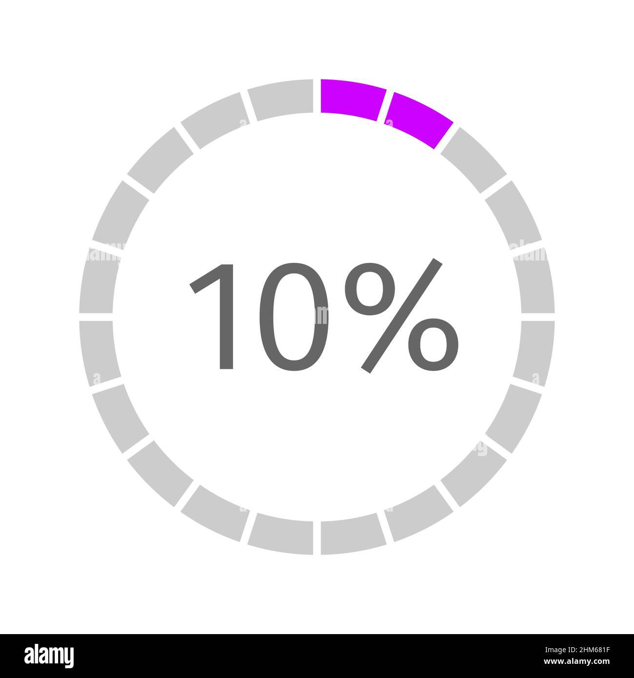 Progress, waiting or downloading round symbol with 10 percent filled ...