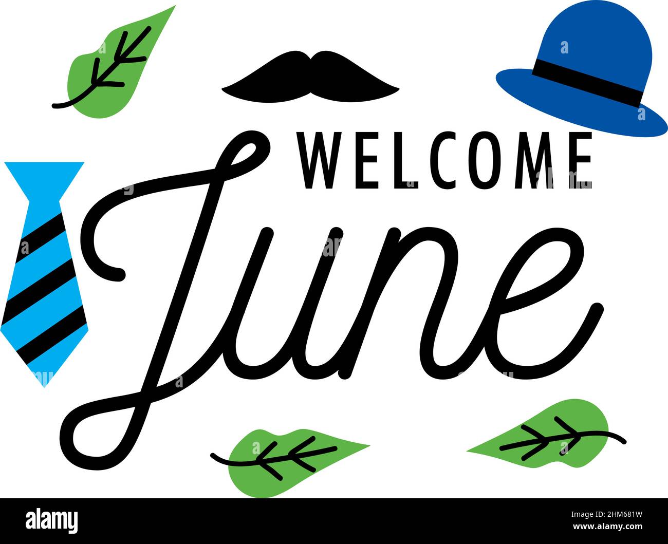 Welcome june card typography Stock Vector Images - Alamy