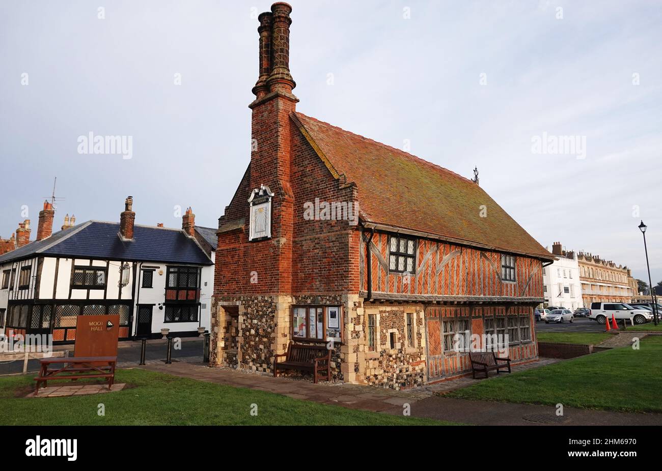 Historic Tudor Moot Hall building and museum in the coastal town of ...