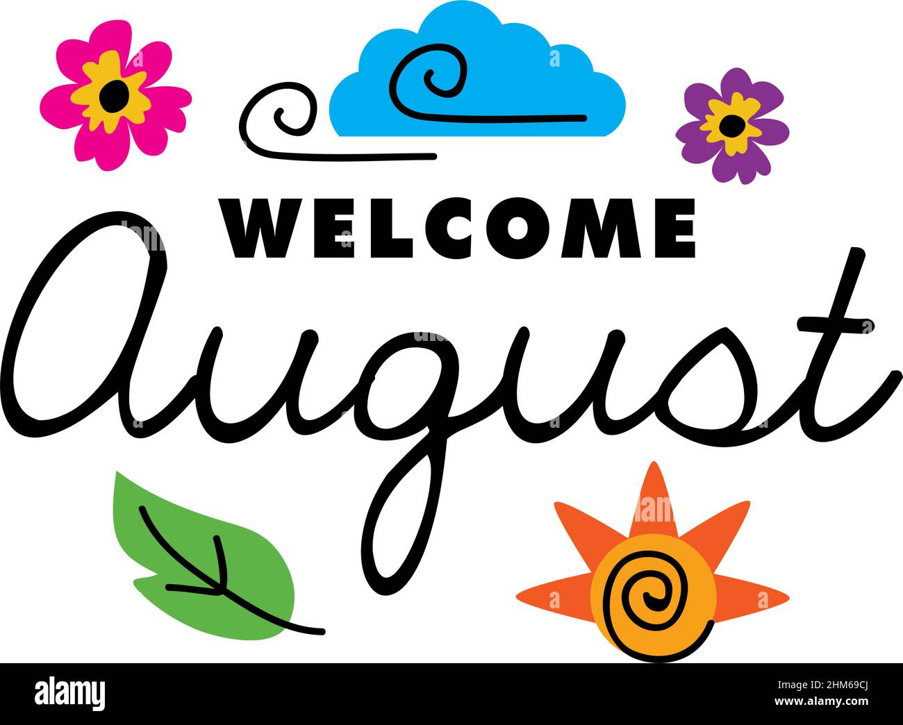 welcome august month greeting card Stock Vector Image & Art - Alamy