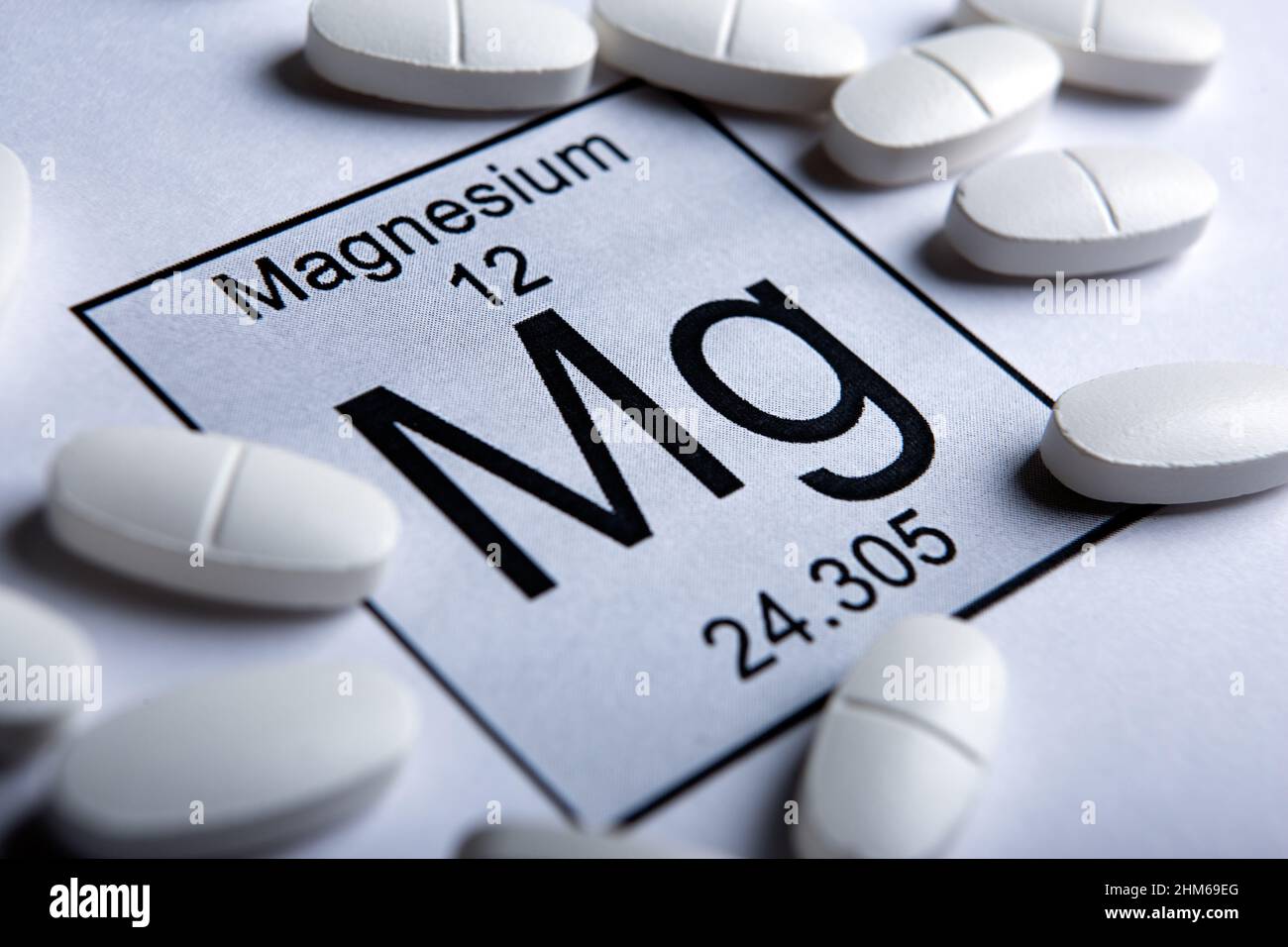 symbol of the chemical element Magnesium and pills close up Stock Photo ...