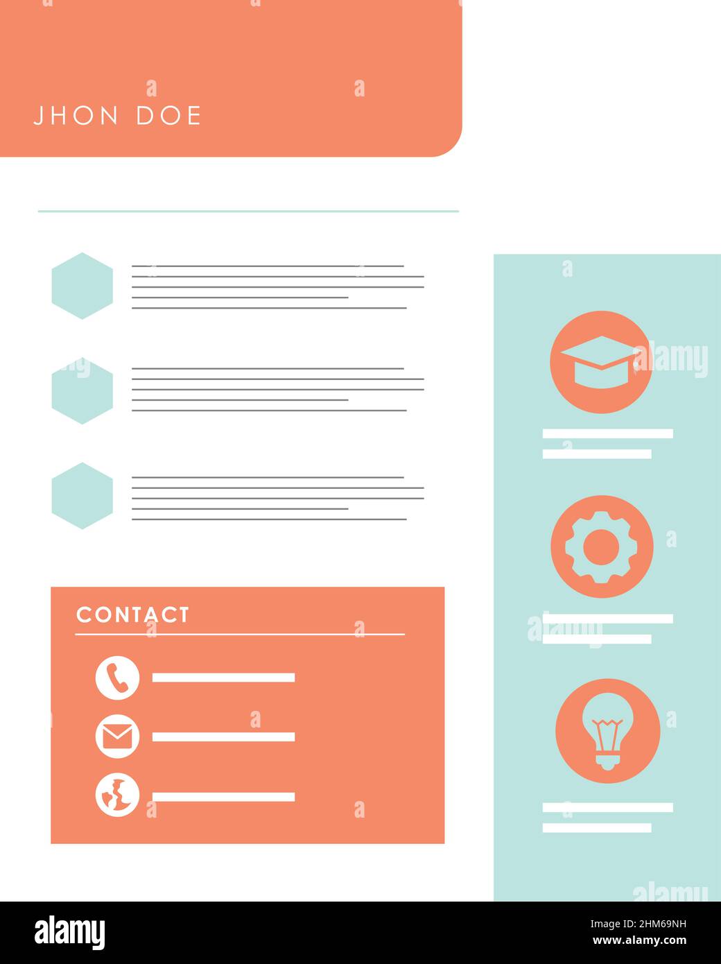 Creative cv template orange hi-res stock photography and images - Alamy