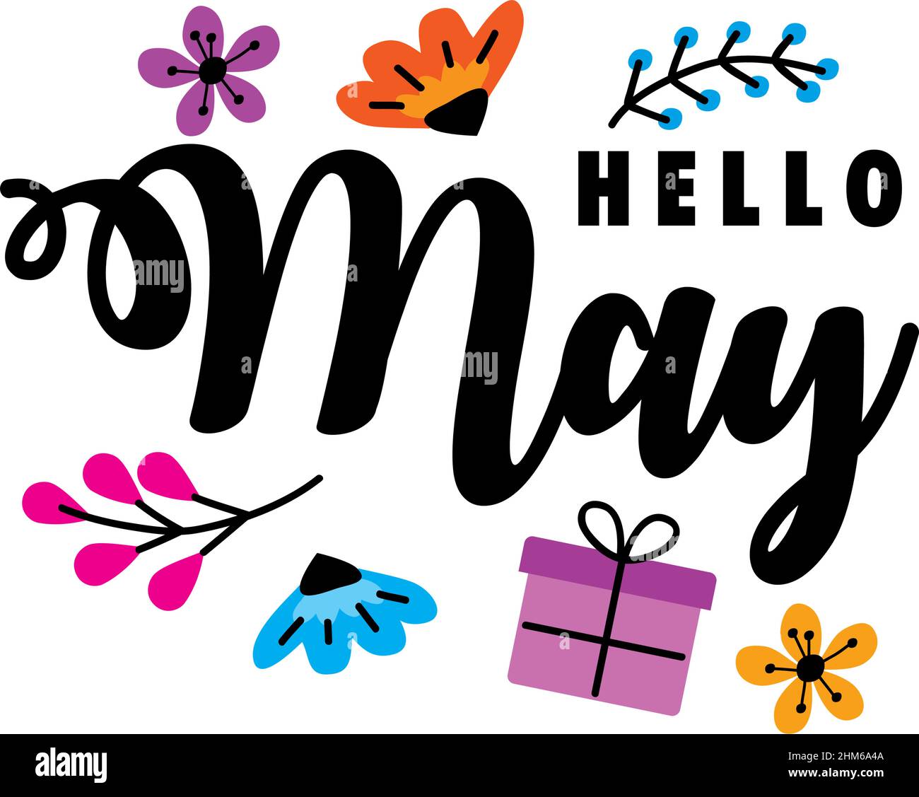 hello may month greeting card Stock Vector Image & Art - Alamy
