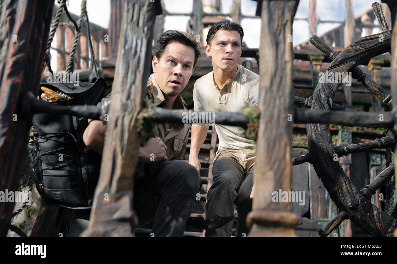 UNCHARTED, from left: Mark Wahlberg, Tom Holland, 2022. ph: Clay Enos ...