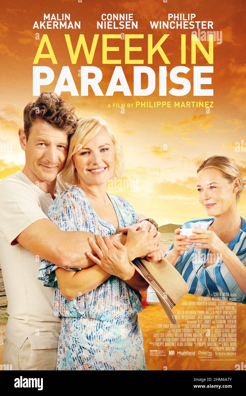 A WEEK IN PARADISE, US poster, from left: Philip Winchester, Malin ...