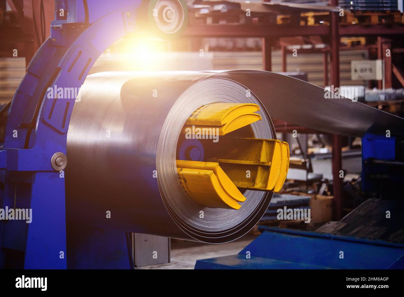 Roll of galvanized steel sheet at metalworking factory Stock Photo - Alamy