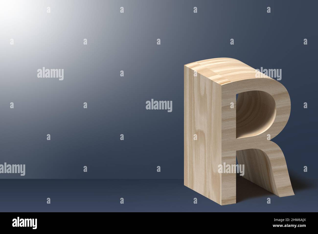 3d Letter R Illustration in Natural Plywood on Shining Gray Background ...