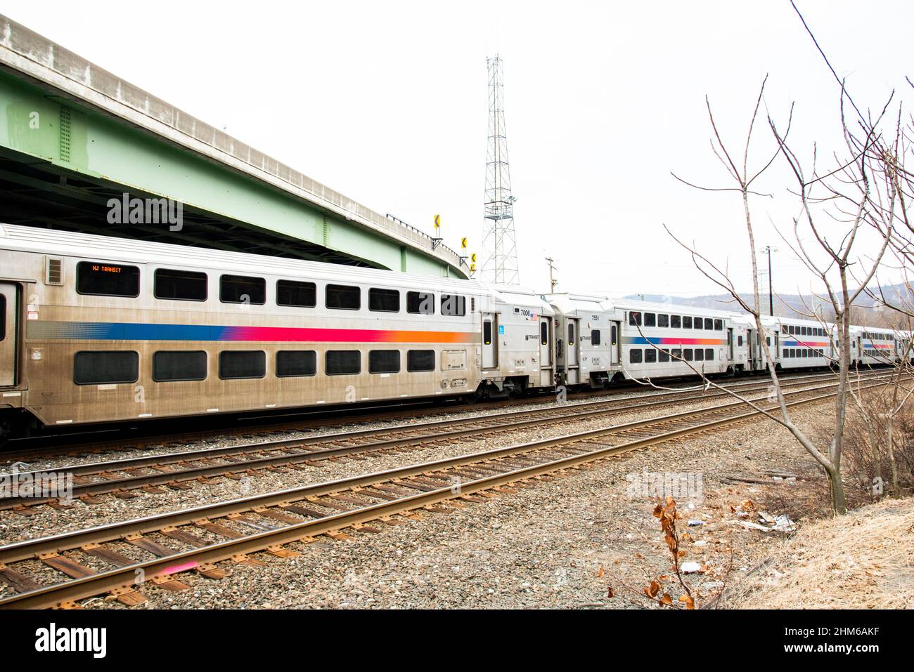 NJ Transit trains sit on railroad siding Stock Photo - Alamy