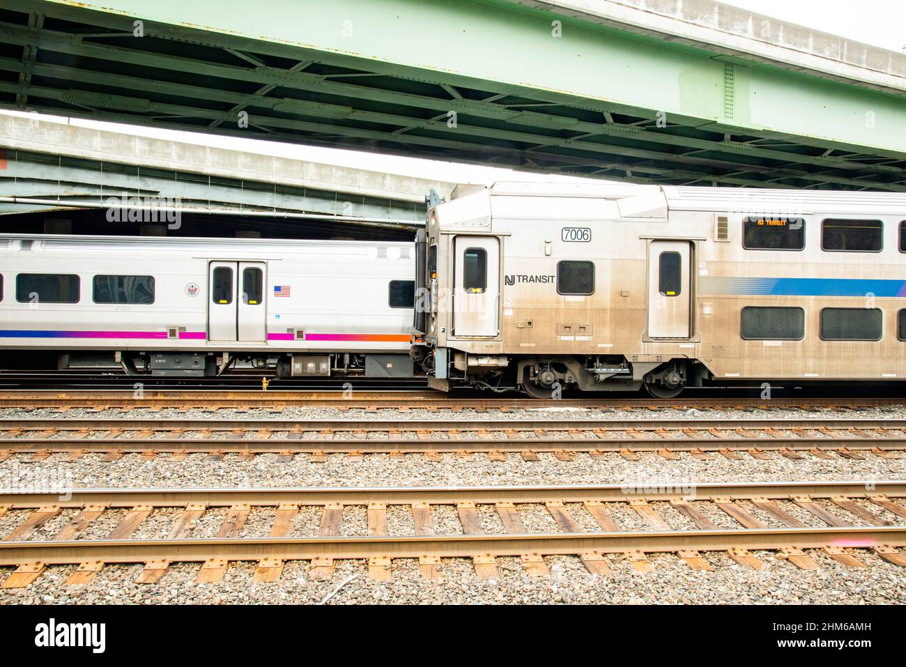 NJ Transit trains sit on railroad siding Stock Photo - Alamy