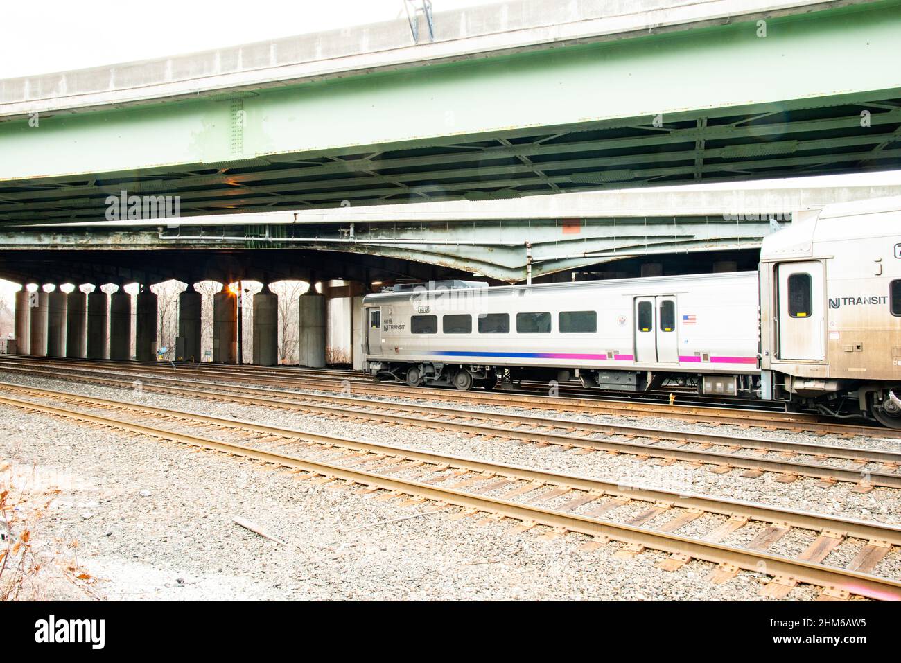 NJ Transit trains sit on railroad siding Stock Photo - Alamy