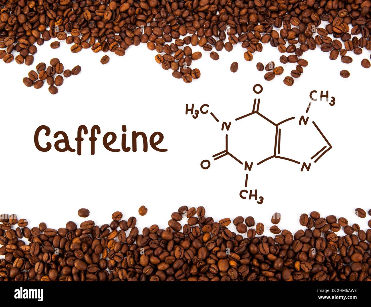 coffee beans with chemical formula of caffeine on a wooden background ...