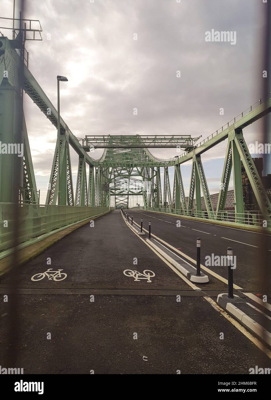 Vertical shot of the famous Silver Jubilee bridge of Runcorn in a ...