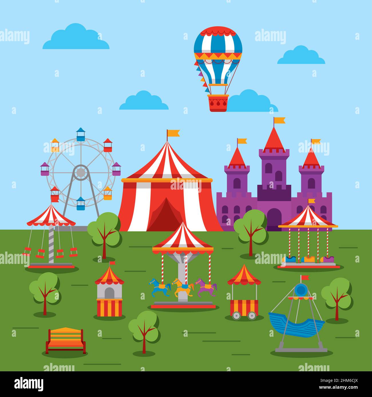 Fairground scene Stock Vector Images - Alamy
