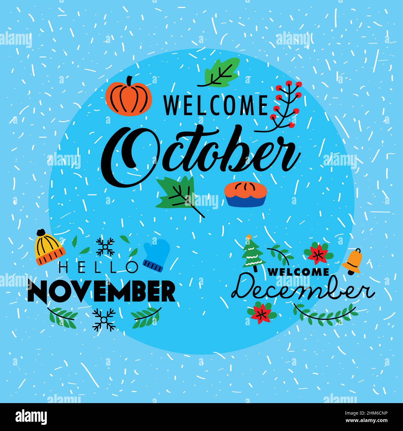 three hello month set letterings Stock Vector Image & Art - Alamy