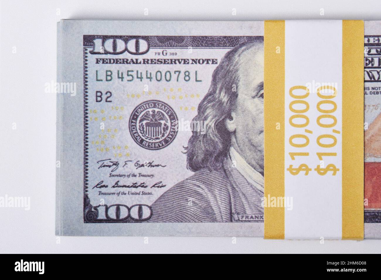 Stack of $ 10,000, ten thousand dollars, isolated on a white background ...