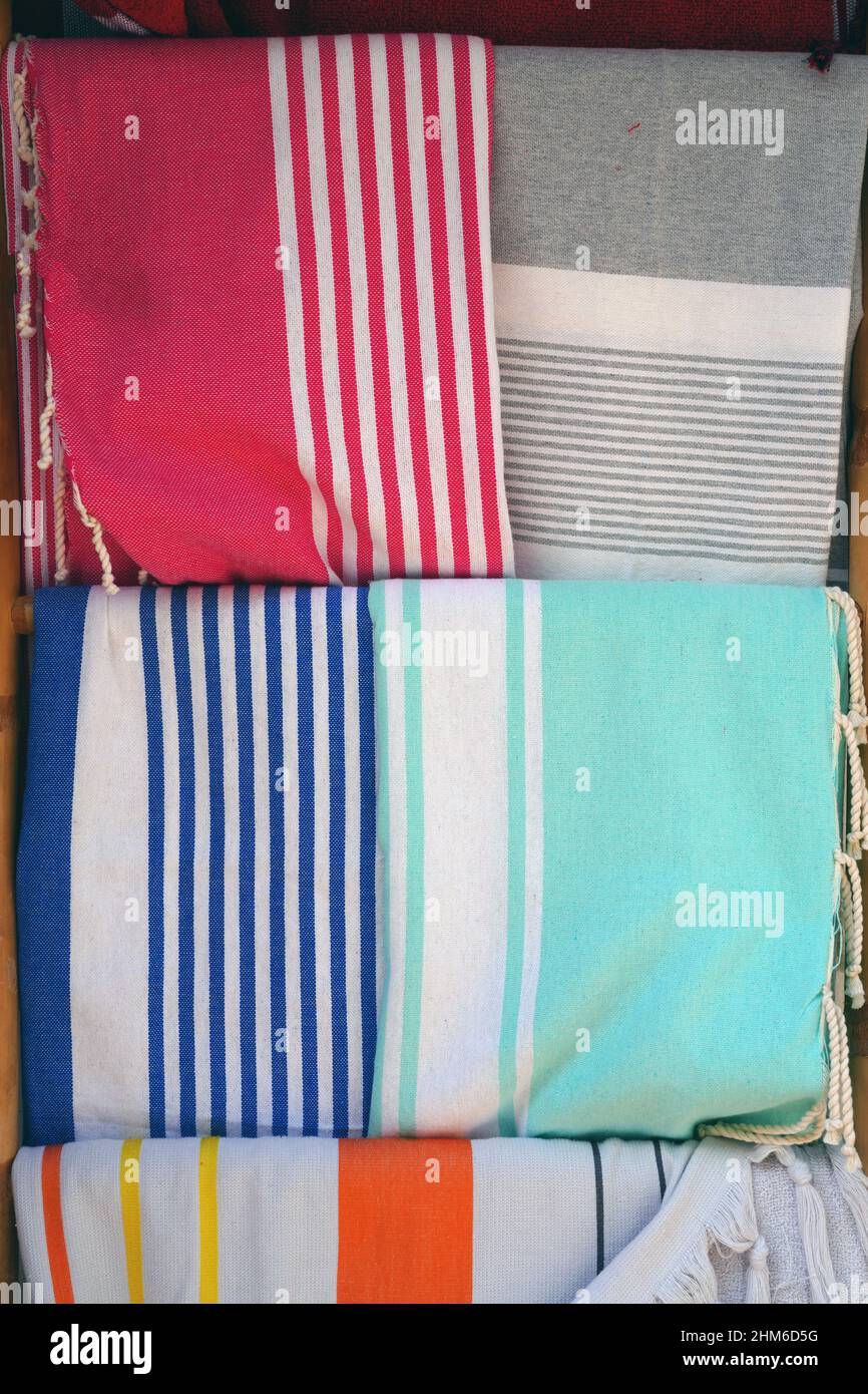 Traditional Basque fabric with color stripes Stock Photo - Alamy