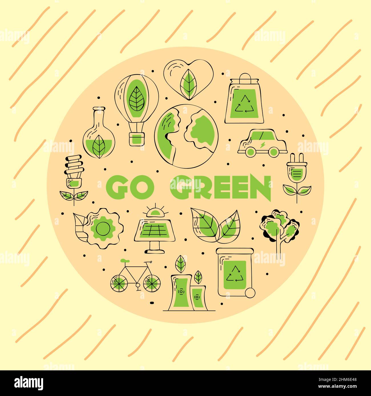 go green lettering and icons around Stock Vector Image & Art - Alamy