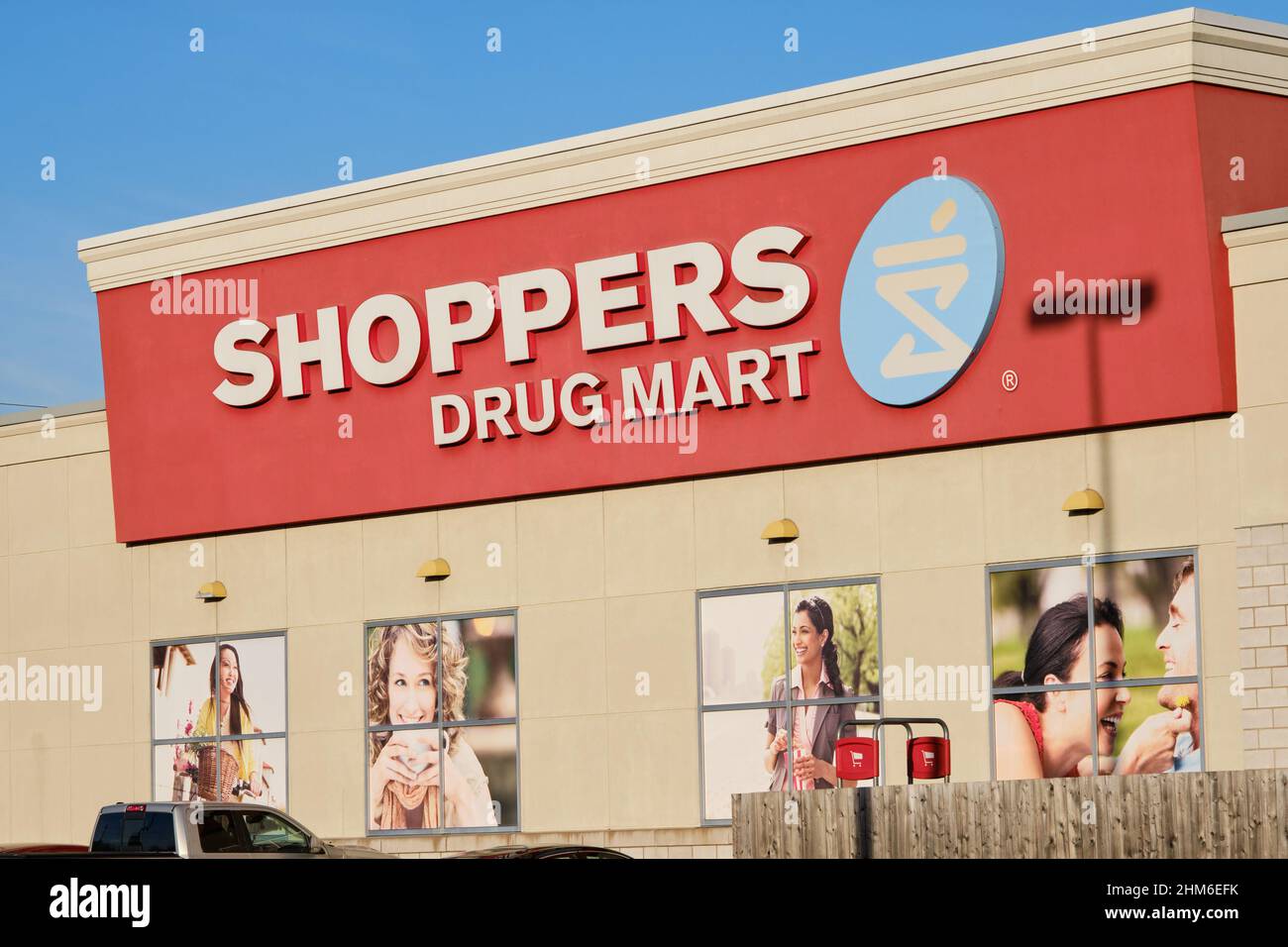 Shoppers Drug Mart sign at entrance of store building. Halifax, Nova ...