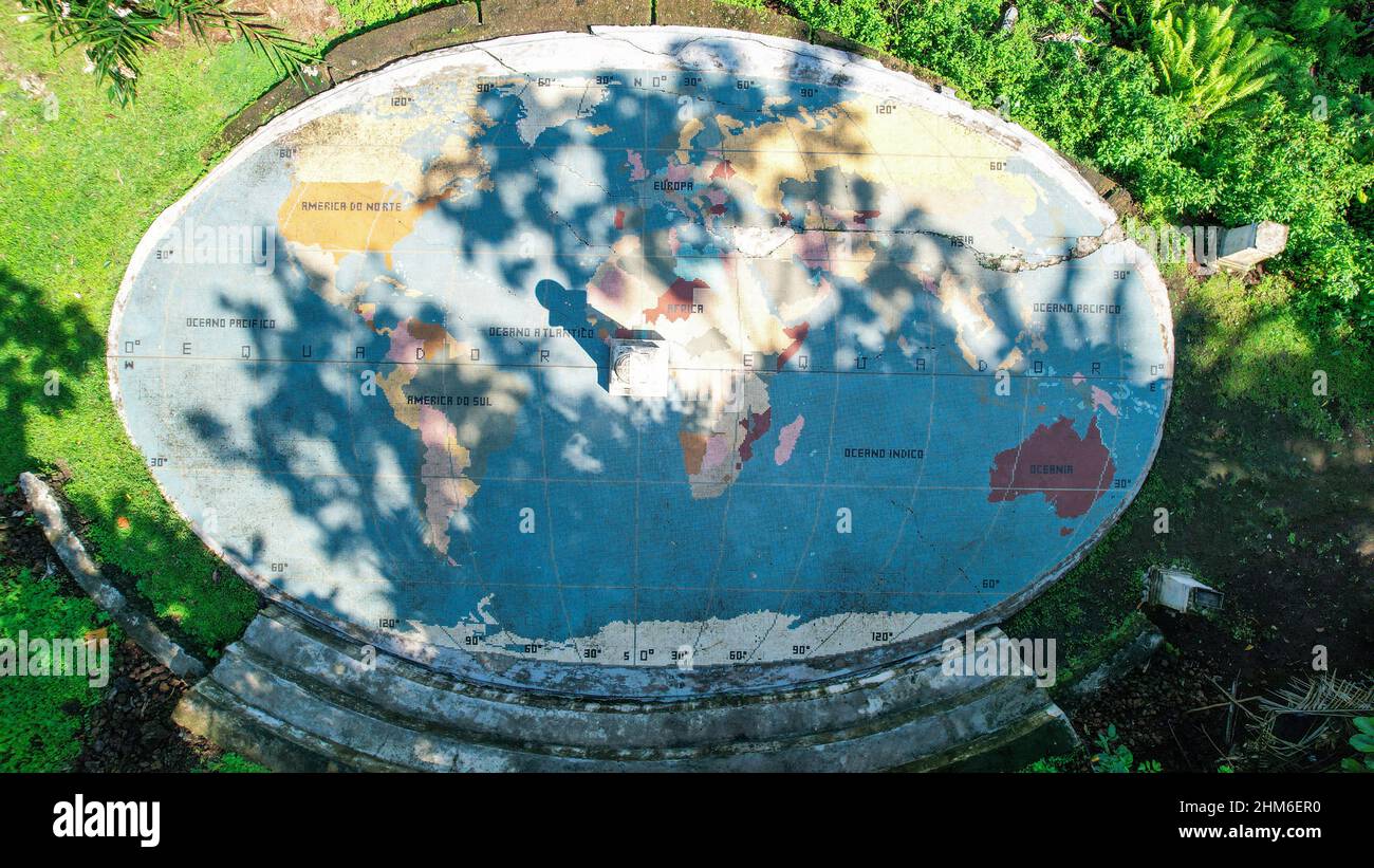 Aerial top view of a world map in Sao Tome and Principe, Africa Stock ...
