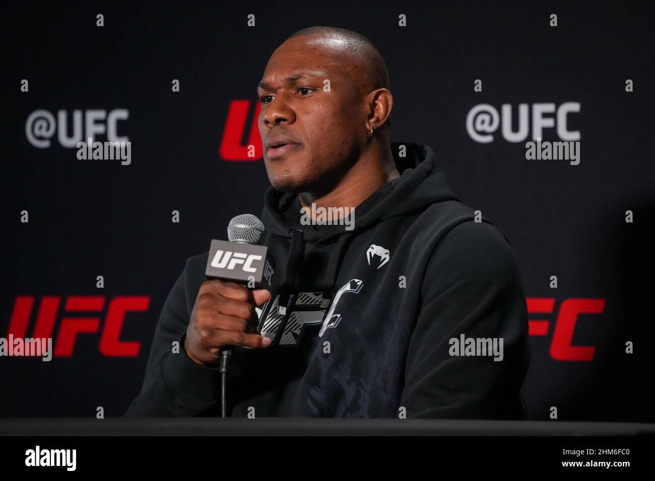 LAS VEGAS, NV - FEBRUARY 7: Mohammed Usman meets with the press to ...
