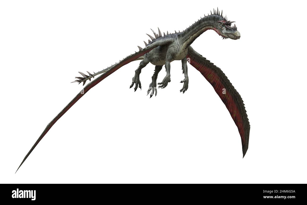 3D illustration fantasy flying dragon isolated on white Stock Photo - Alamy