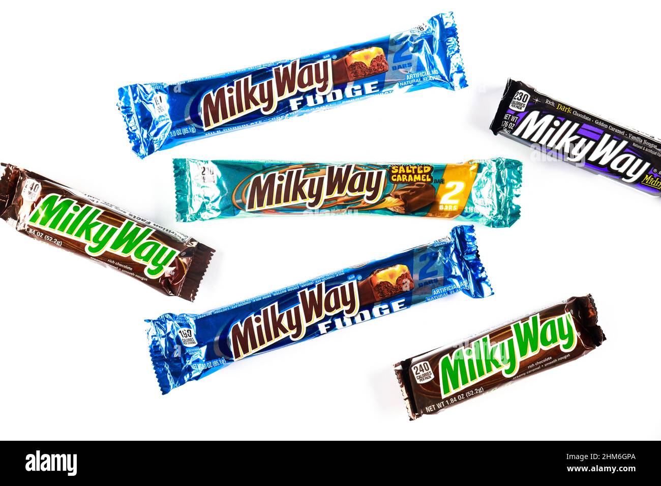 May 4, 2021. New York, US. Variety of Milky Way chocolate bars with ...
