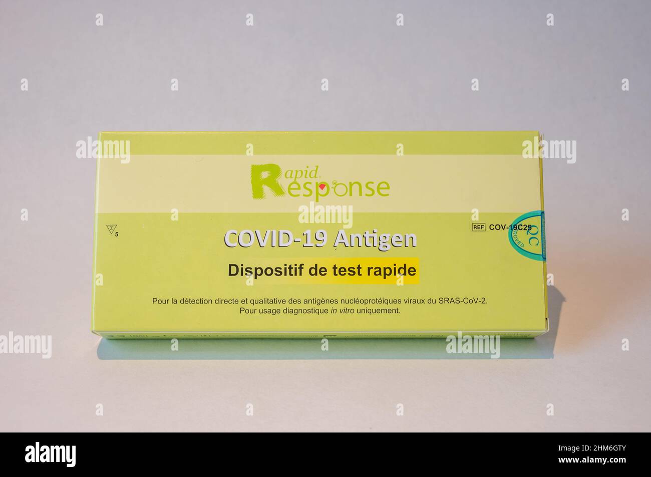 Calgary, Alberta - February 4: Covid-19 rapid antigen test kit boxes ...