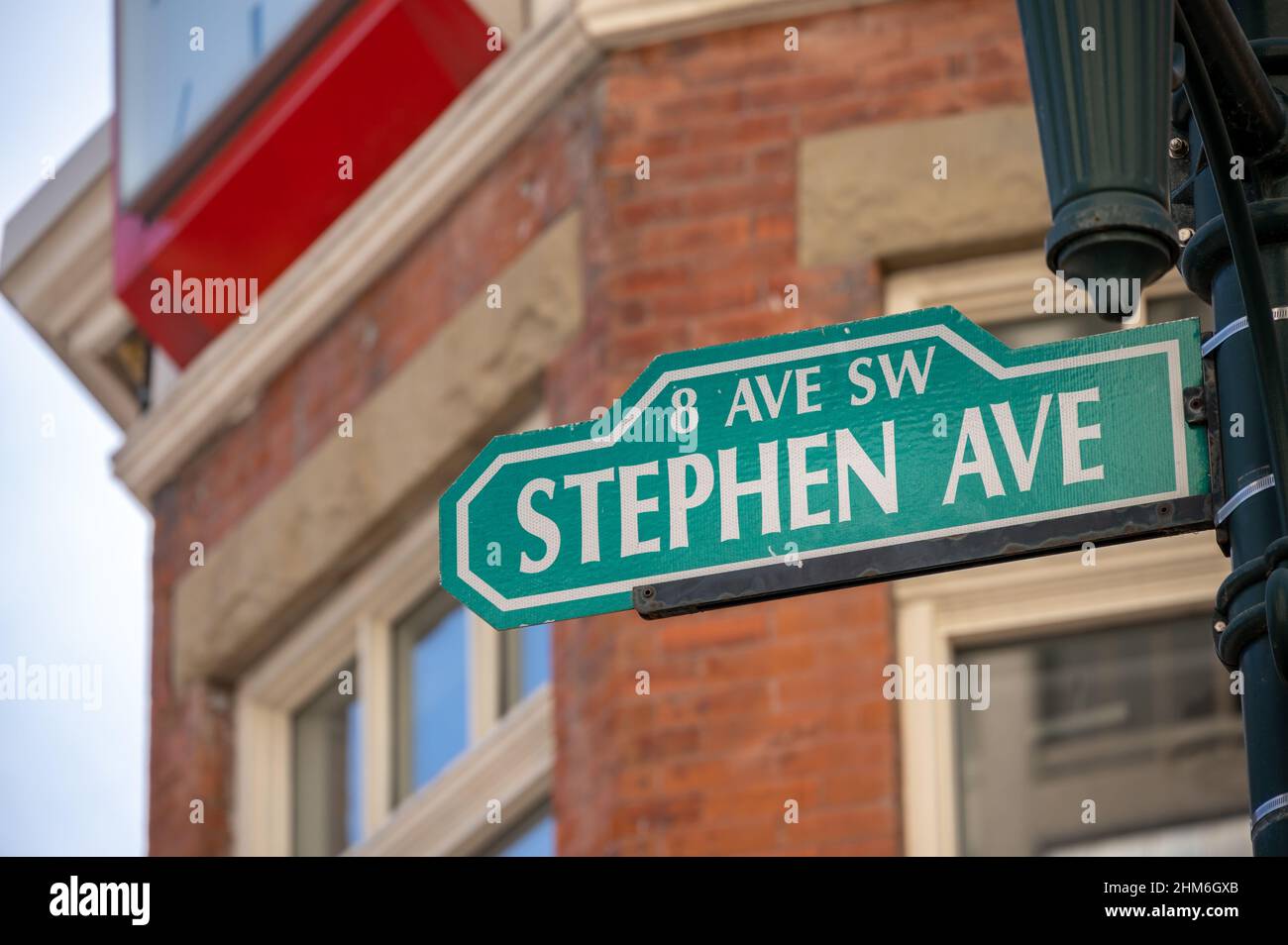 Historic Stephen Ave sign for Calgary's downtown pedestrian mall Stock ...