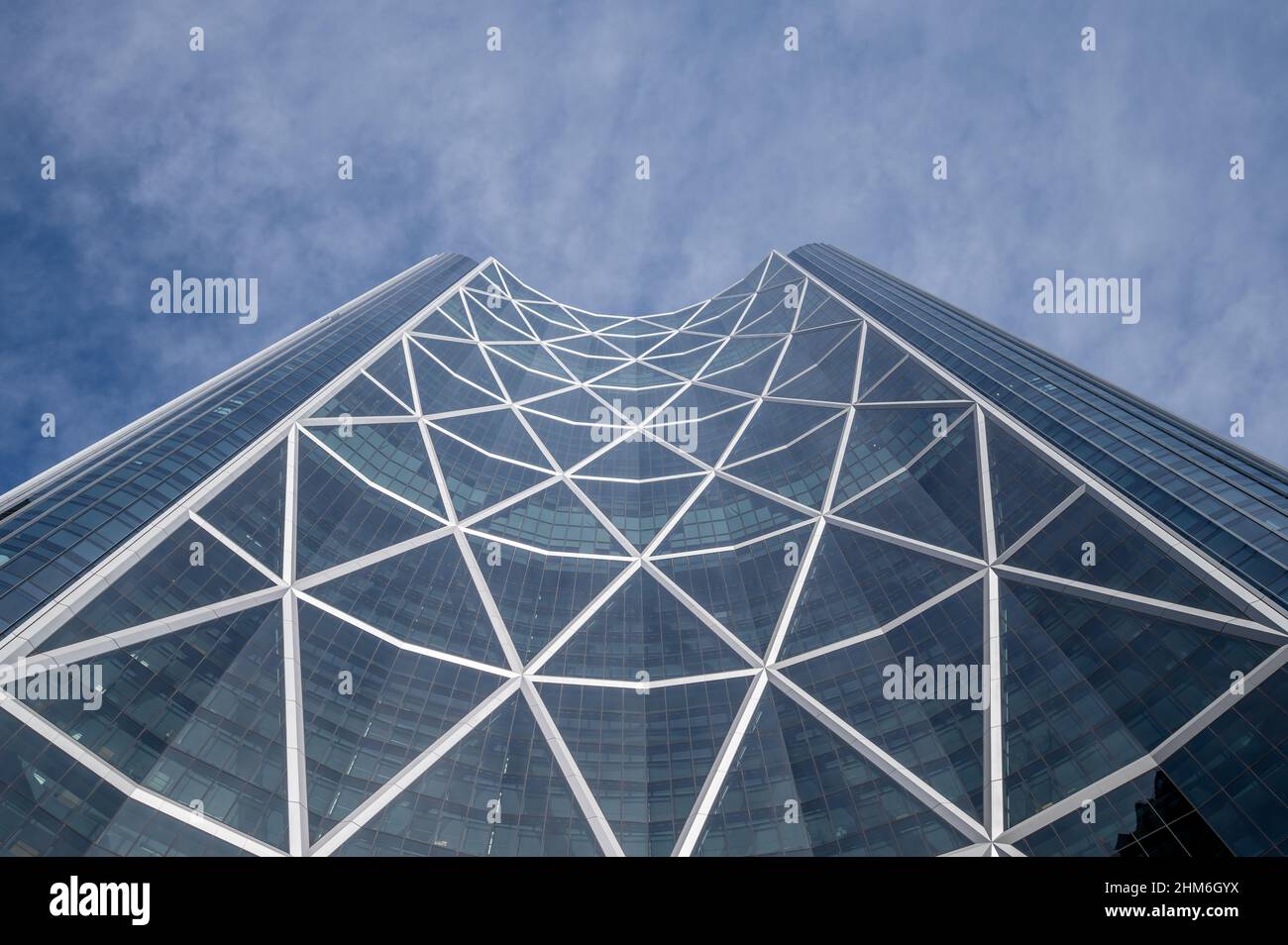 Calgary, Albert a - February 6, 2022: Looking up at the landmark Bow ...