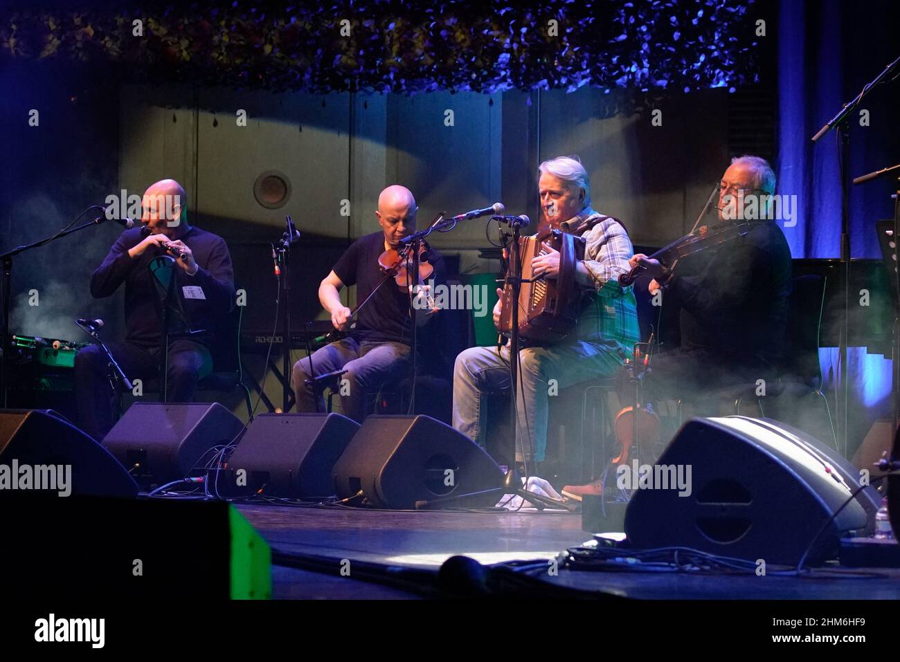 Glasgow Scotland, 6th February 2022. Ali Bain, Phil Cunningham, Michael ...