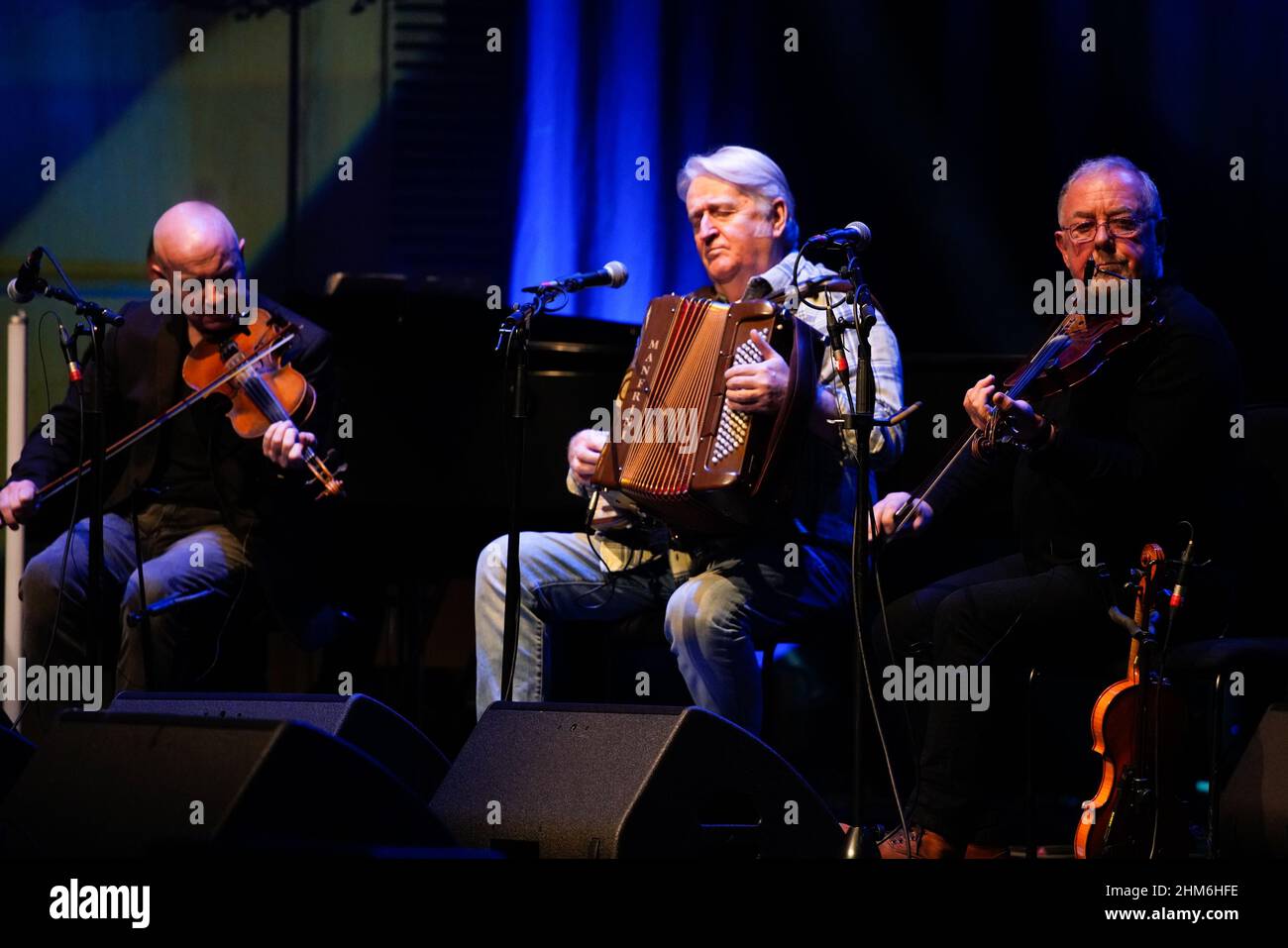 Glasgow Scotland, 6th February 2022. Ali Bain, Phil Cunningham, Michael ...