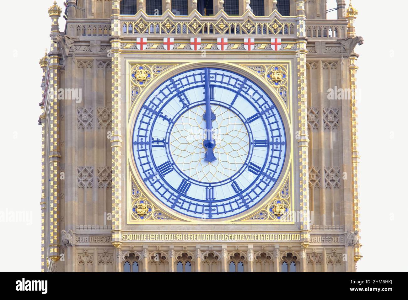 London, UK. The Elizabeth Tower clock face re-emerges after restoration ...