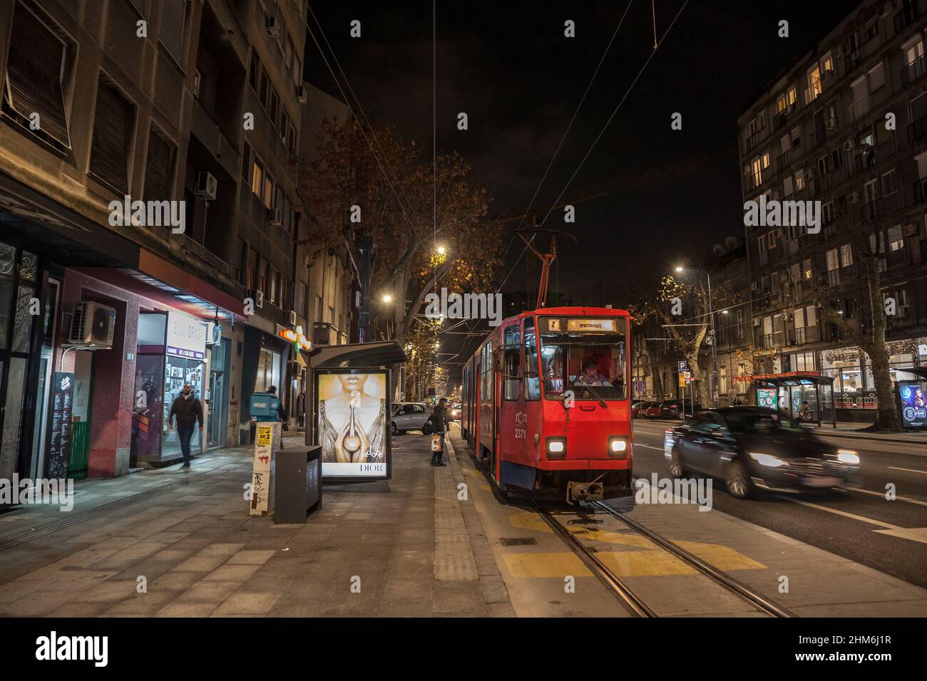 Picture of a belgrade tram, tatra KT 4 model, standing in front of a ...