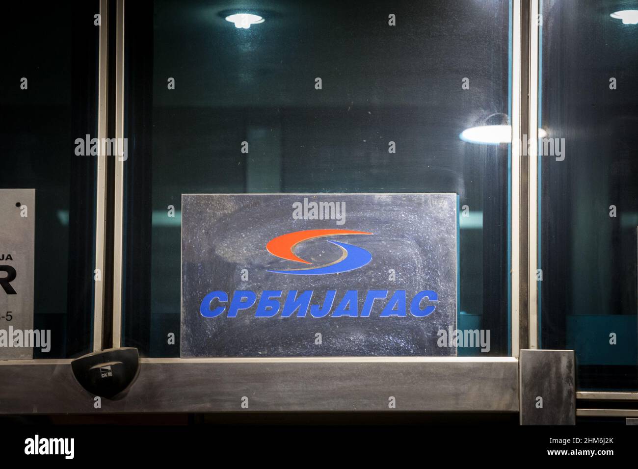 Picture of a sign with the logo of Srbijagas. Srbijagas is the state ...