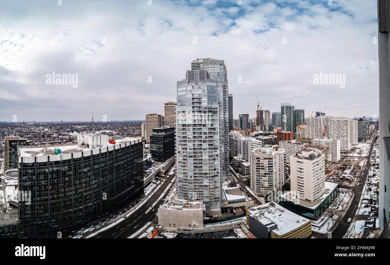 younge and Davisville ave drone views downtown Toronto condos and ...